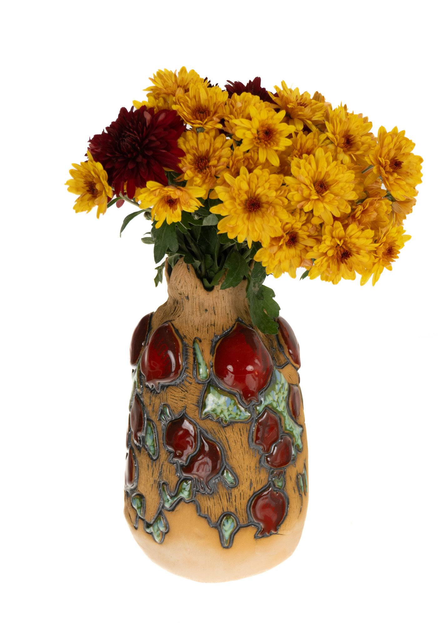 Ваза со спелыми плодами граната, овальная, керамика