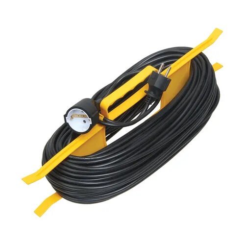 Удлинитель силовой IEK УР20, розеток 1шт, 2x0.75 кв. мм, 6A, 20м, ПВС, рамка пластиковая, черный [wkf20-06-01-20]