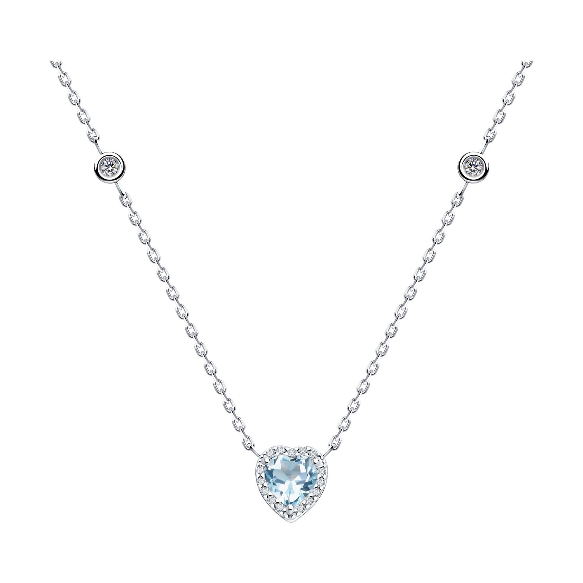 Колье, серебро, 925 проба, родирование, фианит, топаз