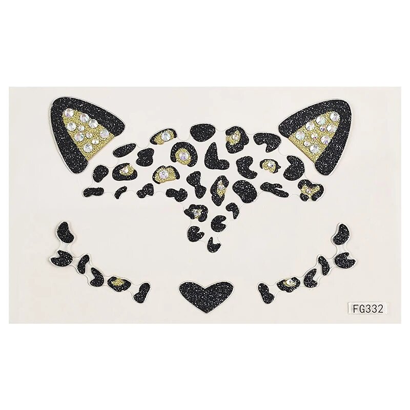 3d кошка, кристалл, лицо, тело, временная татуировка, алмазная клейкая наклейка для теней для век, карнавал, вечерние, праздничная маскарадная Татуировка «сделай сам»