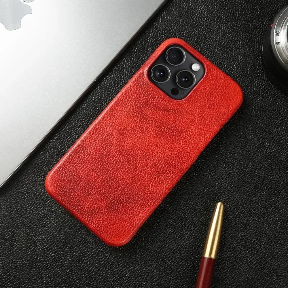 Красный чехол для iPhone 12 Pro из натуральной кожи