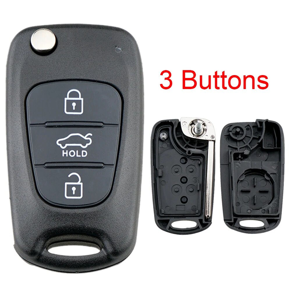 3-кнопочный автомобильный брелок для ключей, сменный откидной складной чехол для ключей с необрезанным лезвием, подходит для Hyundai Kia