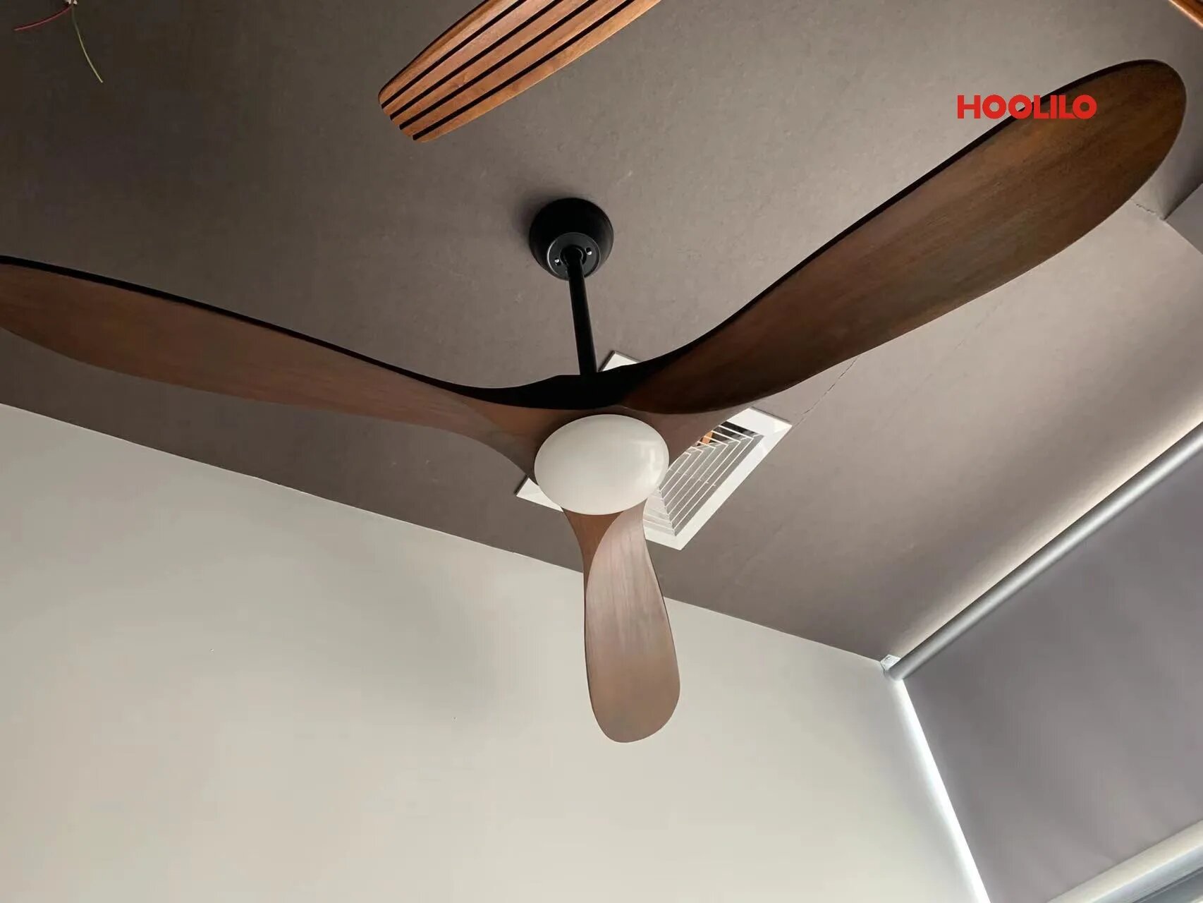 Деревянный потолочный вентилятор HOOLILO 88 дюймов 6 скоростей, DC Motor 100V -240V, 42inch about 107cm, B with light