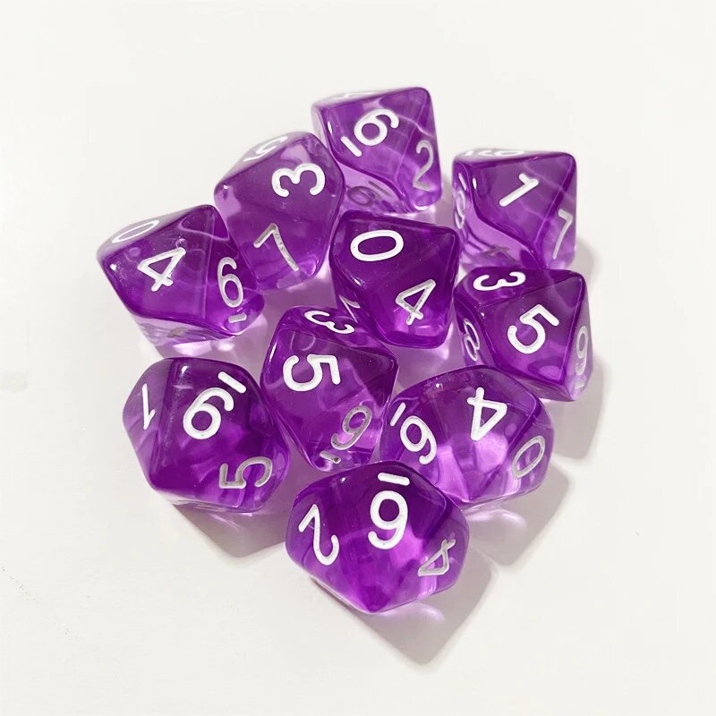 Игральные кости D10 набор из 10 штук D10 purple