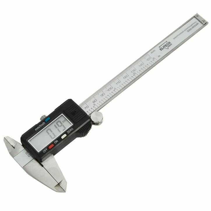 Штангенциркуль электронный ELITECH металлические губки, 0-150мм, точность 0.1мм, 0,33кг, пенал, элемент питания: 1хLR44
