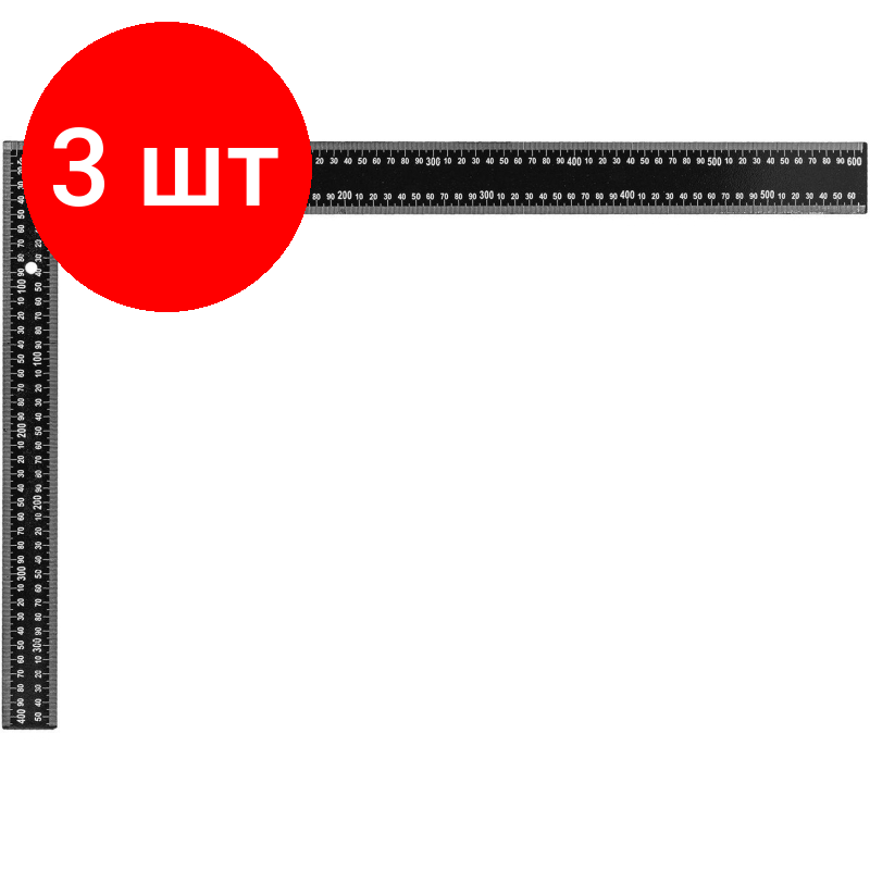 Комплект 3 штук, Угольник 400 мм х 600 мм цельнометаллический Matrix, 32371