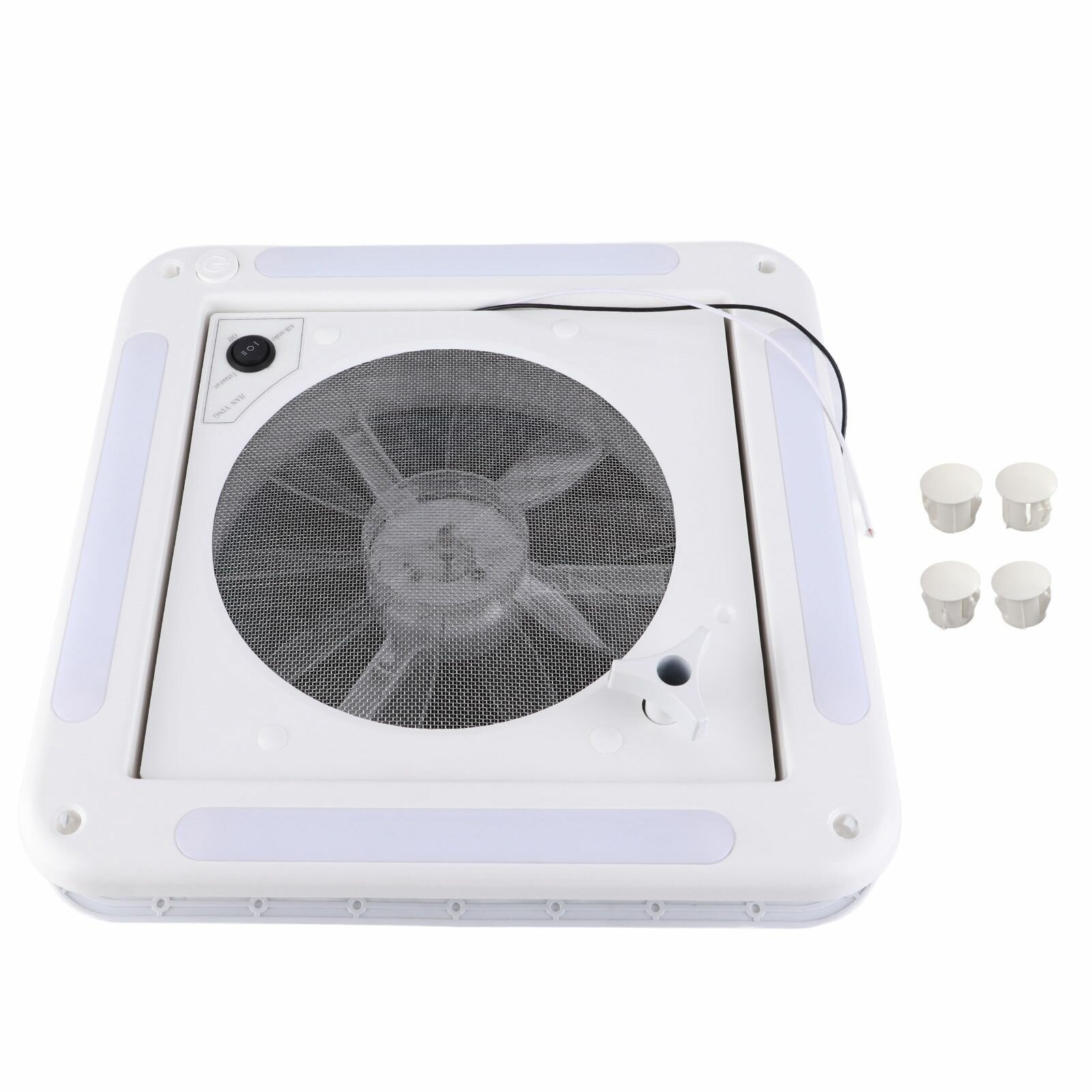 Вентилятор RV 12V 360x360мм, 10 лопастей, 2 режима, 4 светодиода