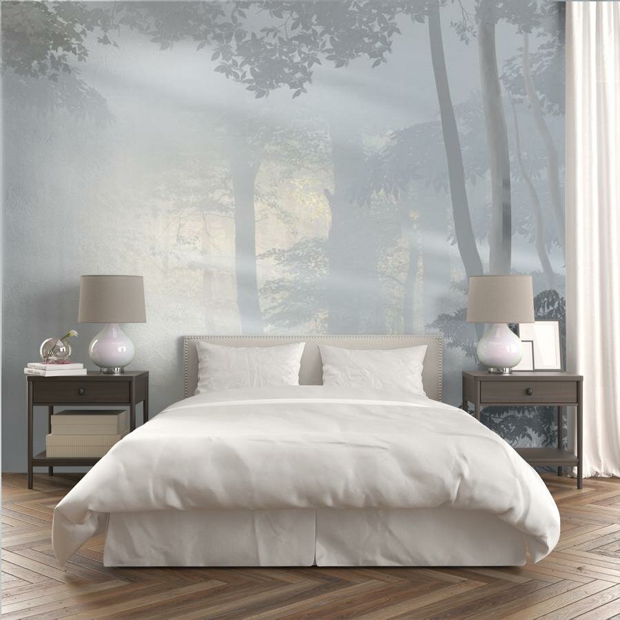 Фотообои Солнечный туманный лес 13-354-M-Песок 270 x 300 см (ВхШ) Метровые, флизелиновые, влагостойкие обои MasterFresok