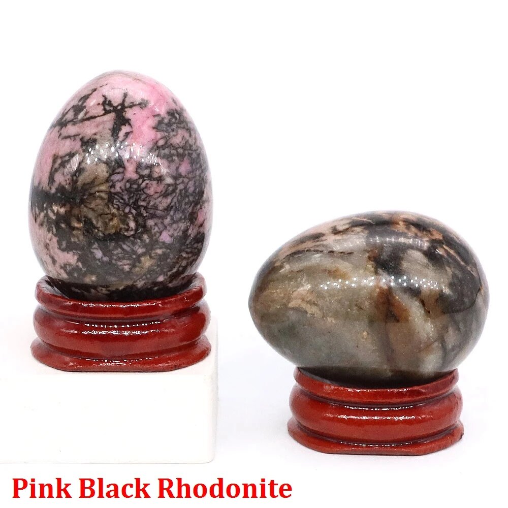 Йони яйцо из природного кристалла Розовый, Pink Black Rhodonite