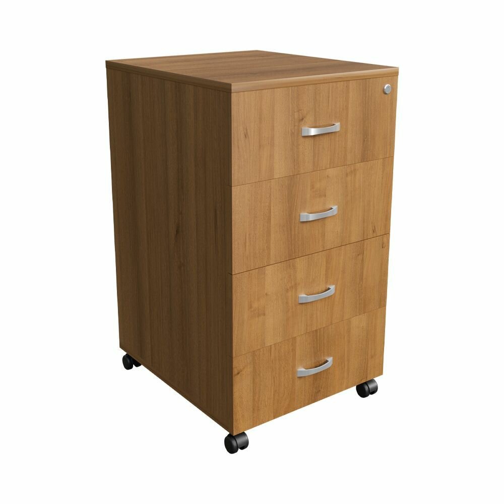 Тумба офисная / мобильная с 4 ящ. с замком ТФ201, р.410х470х660 мм, Орех гварнери