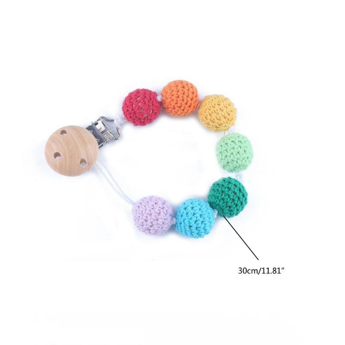 Детская соска-клипса с цепочкой, радужные бусины, игрушка-прорезыватель, держатель для соски-пустышки P31B