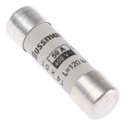 Предохранитель BUSSMANN C14G50, GG, 50 А, 400 В АС, 14 x 51 мм, серебристый, 1 шт