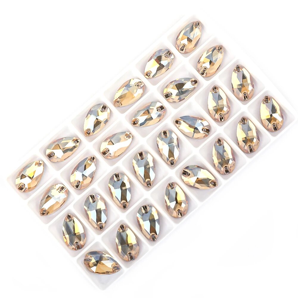 Стразы хрустальные 11x18mm, 28шт, цвет шампань
