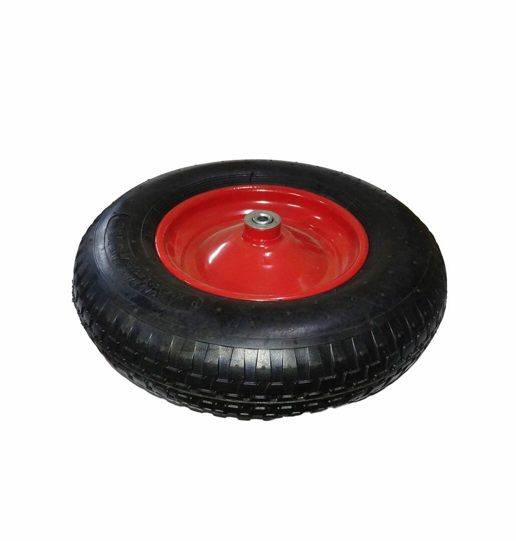 Колесо тачки садовой 4,00-8 в сборе, под ось 12мм (цельный диск, покрышка с камерой)
