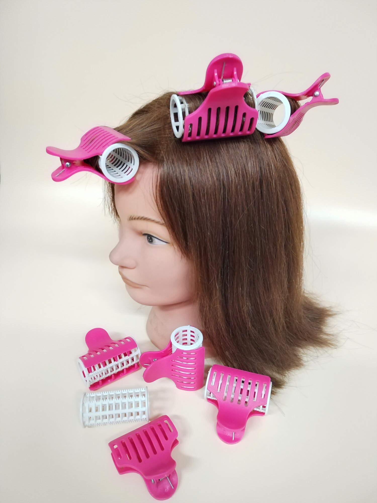 Бигуди D-28 мм 7 шт с крабами 7 шт