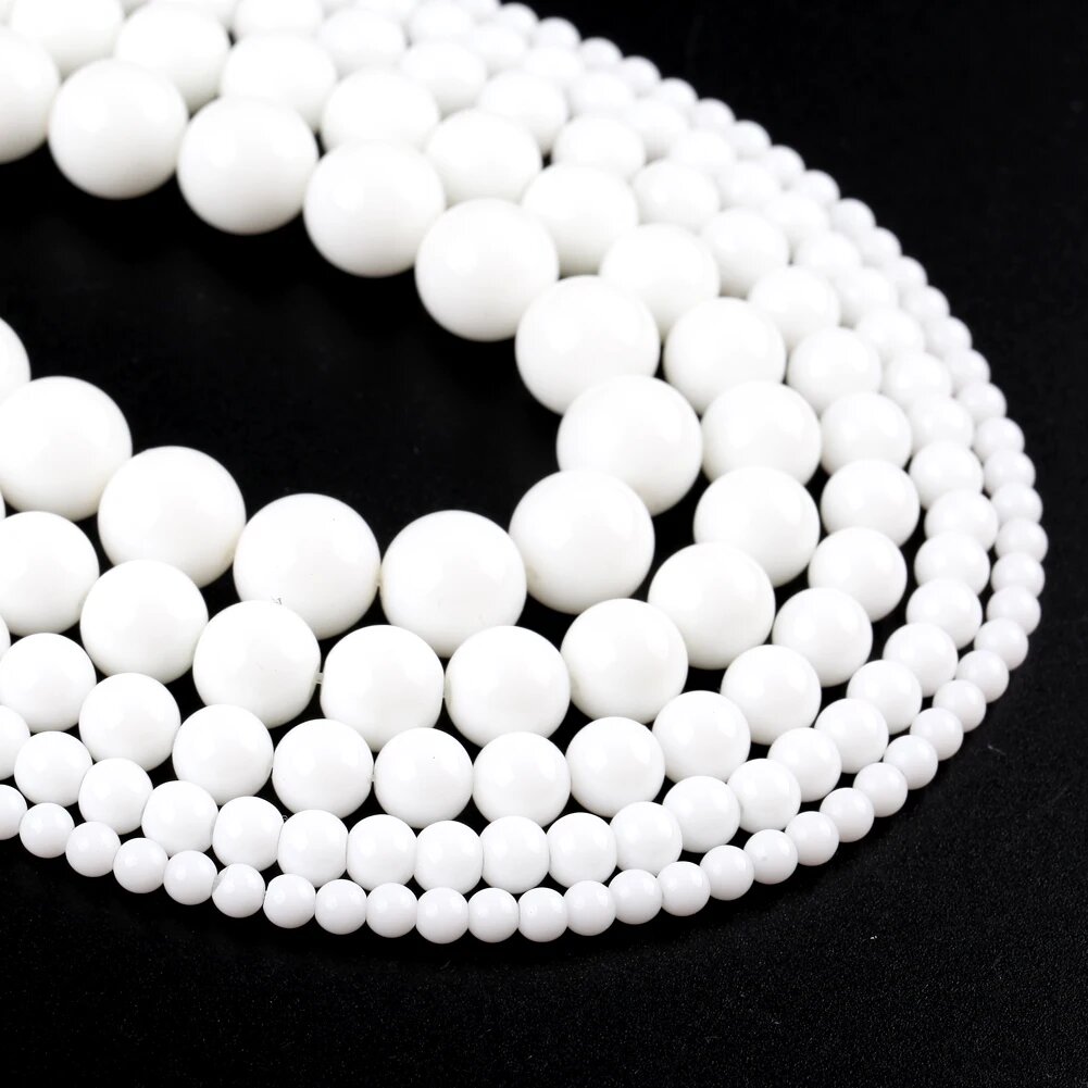 Бусины Vermigo из натуральных камней 4-10 мм Белый, 6mm 60pcs Beads, White Stone