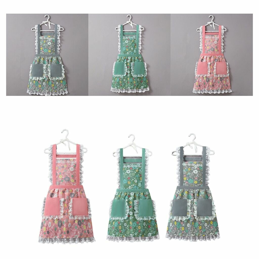 Фартук кухонный с кружевным ремнем и двойным карманом, дышащий, для готовки, сада и творчества