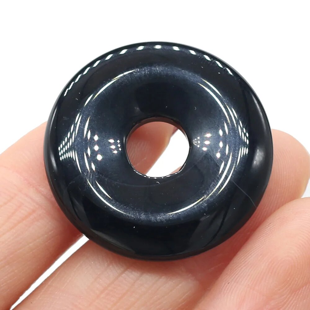 Бусины из агата, бирюзы, малахита и опала Черный, Black Agate