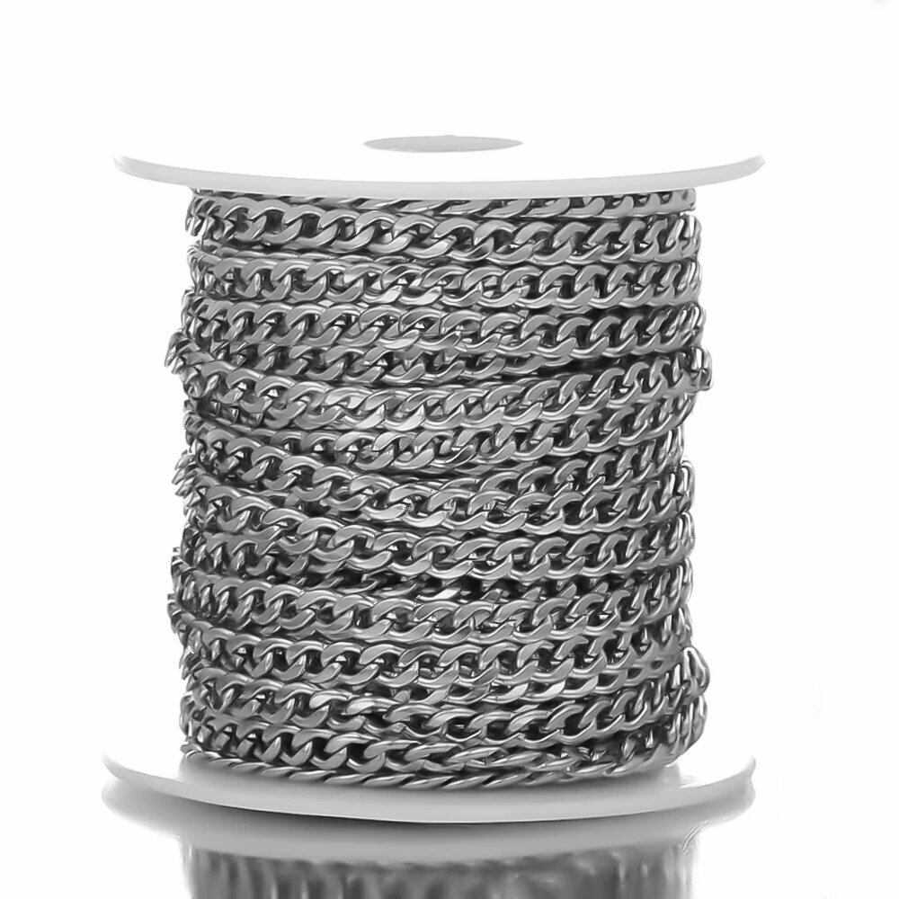 Цепь кубинская из нержавеющей стали, 2 метра, steel color