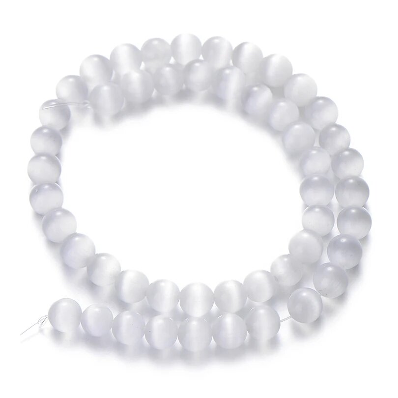 Бусины кошачий глаз 4/6/8/10/12 мм Белый, 6mm (around 61), white