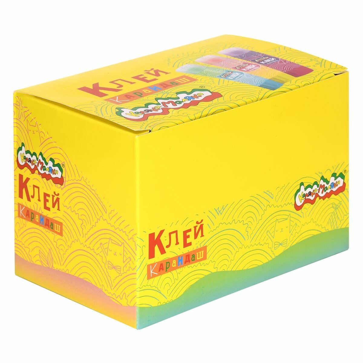 Клей-карандаш Каляка-Маляка, 15г, цветной (ККПКМ15), 24шт.