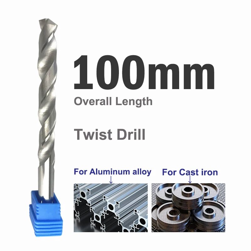Спиральное сверло 100 л, диаметр D2.05-D12.95 HRC50/55 Сверление отверстия с прямой ручкой с ЧПУ для металла, железа, стали HRC50 100mm, 2.55mm