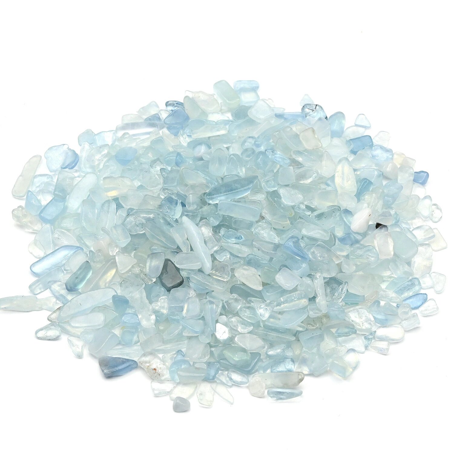 Аквамарин галтовка фракция 5-15мм, упаковка 100г .