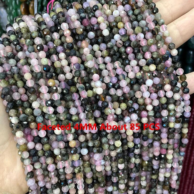 Бусины из разноцветного турмалина SYSRXLR 4MM About 85 PCS