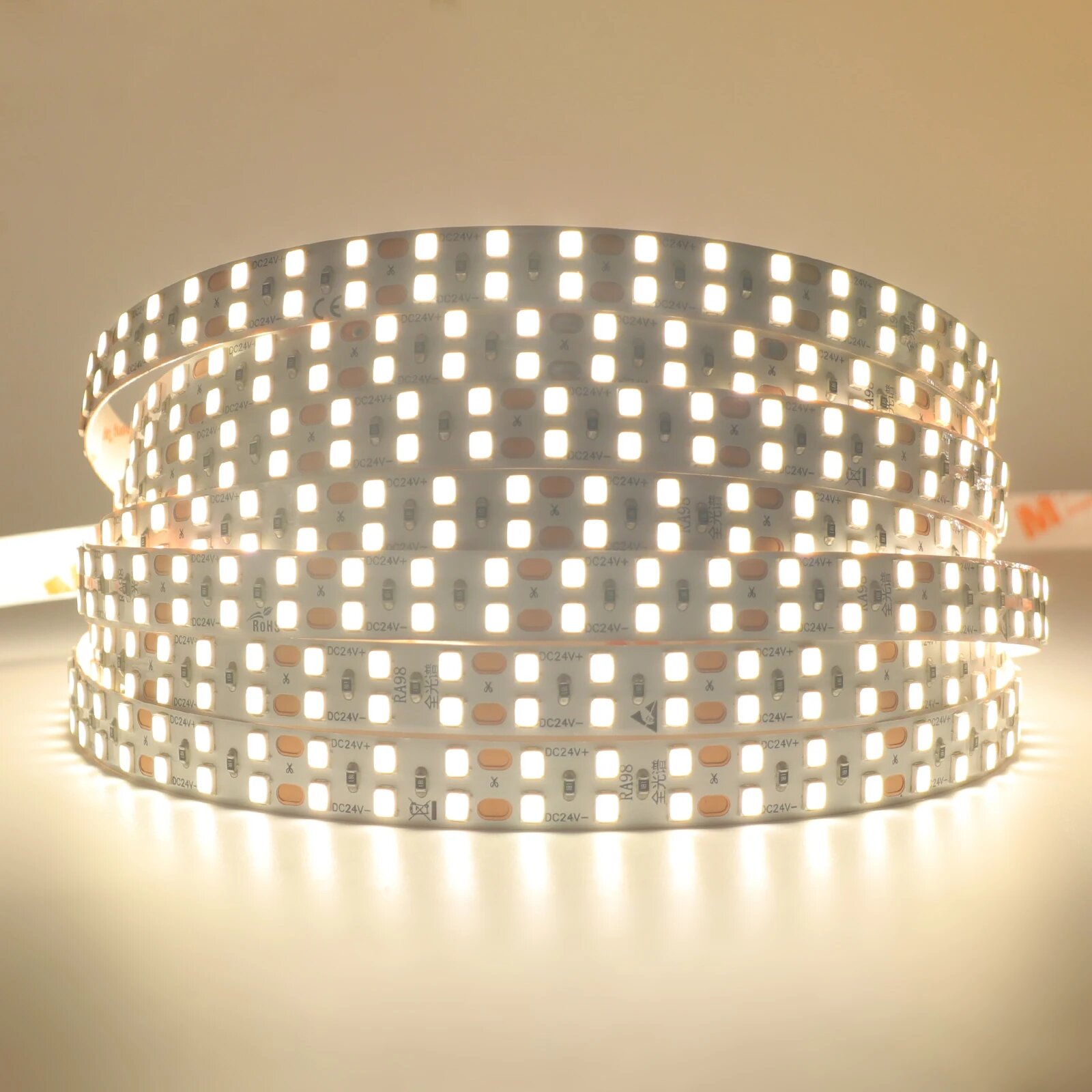 RA98 SMD2835 Светодиодная лента, клейкая, 24 В, 120/240 светодиодов, полный спектр, супер яркая гибкая светодиодная лента, 2700–6000 К, домашнее освещение