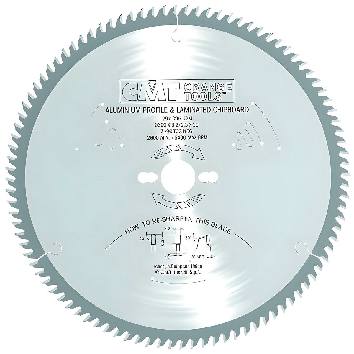 Диск пильный 300 x 3.2 х 30 мм 96T (алюминий) CMT 297.096.12M