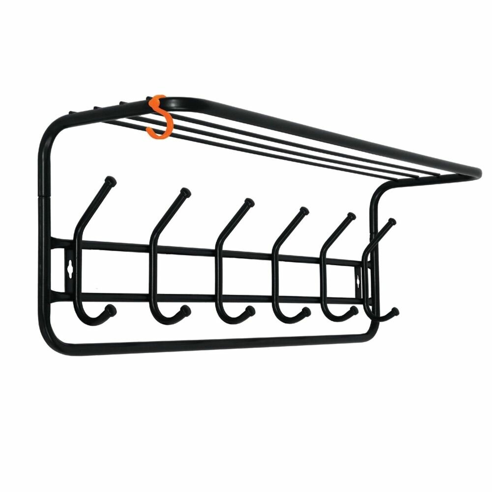 Вешалка настенная ЗМИ с полкой "ВСП7", 265х725х220 мм, 6 крючков, металл, черная