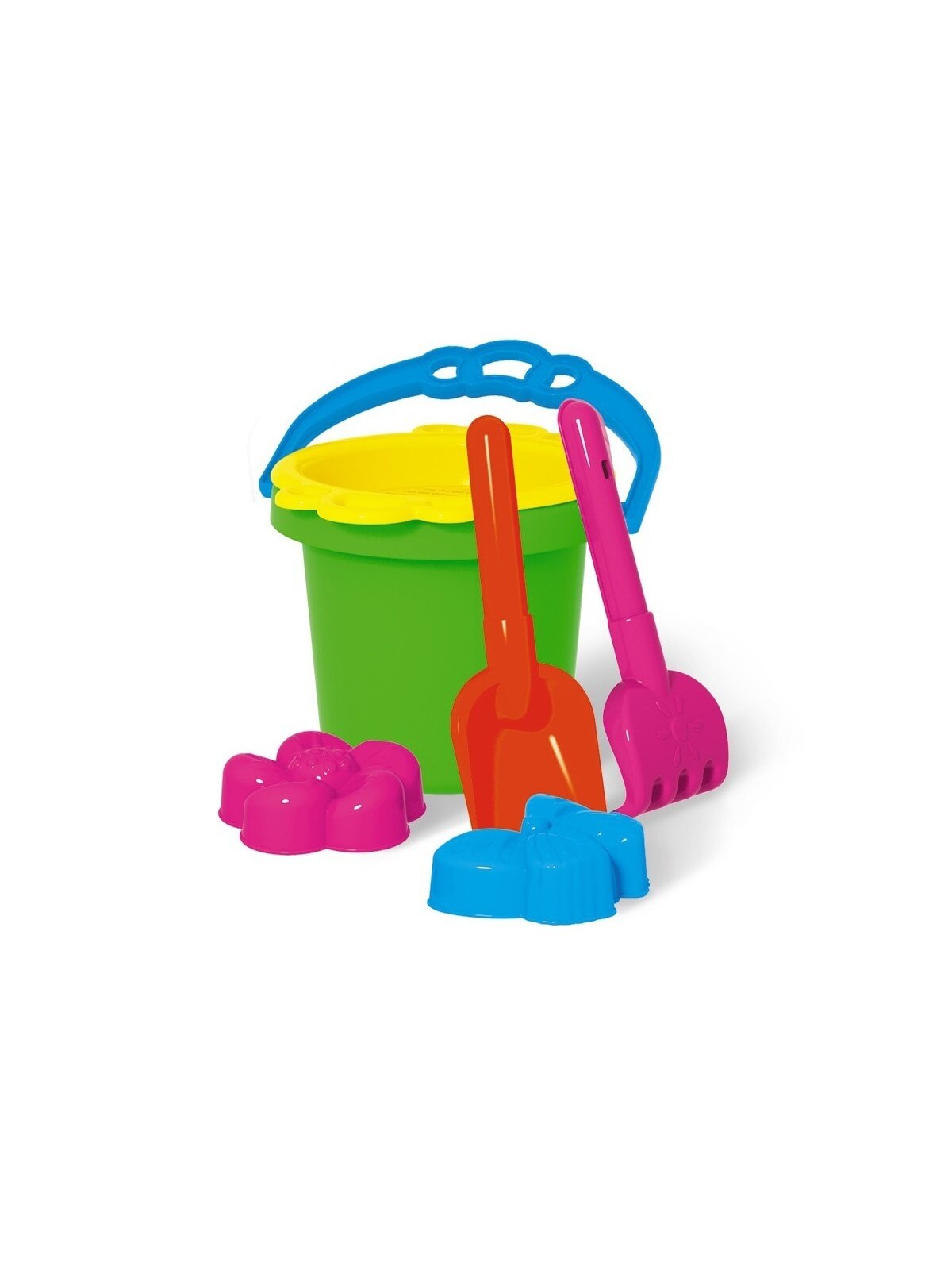 Песочный набор Stellar №153 Ведро, сито, совок, грабли, 2формочки, в сетке 1853
