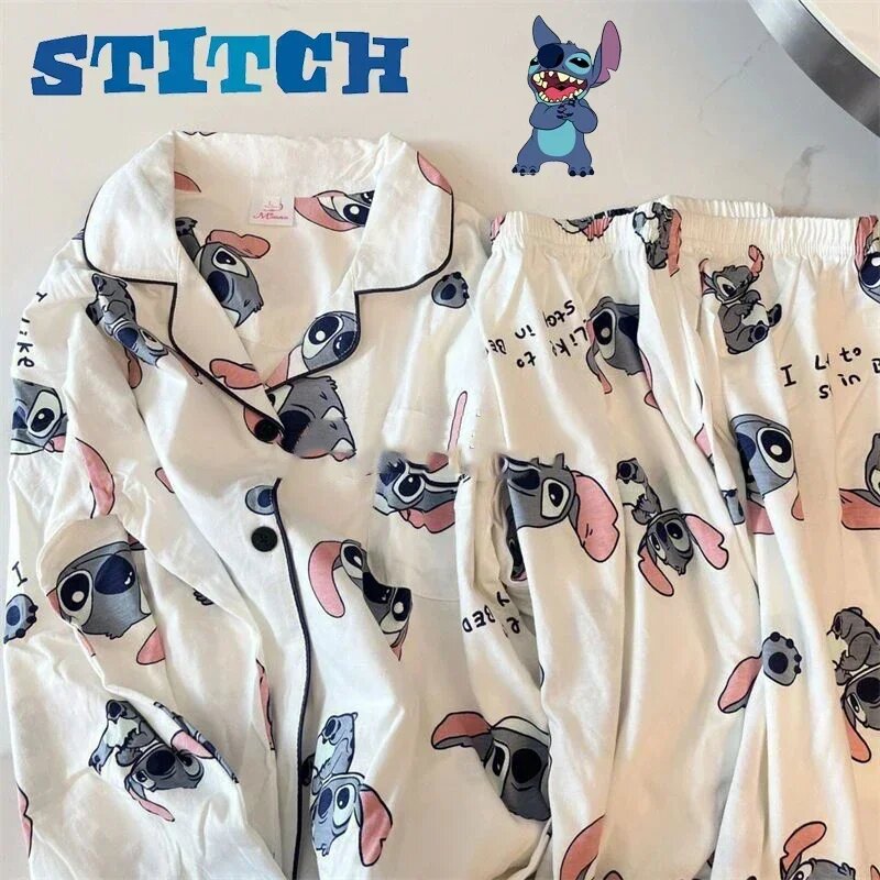 Sweet Cartoon Stitch Women's Pajamas, Suitable to Wear Outdoors, Cute Girl Loungewear, L 50-60KG