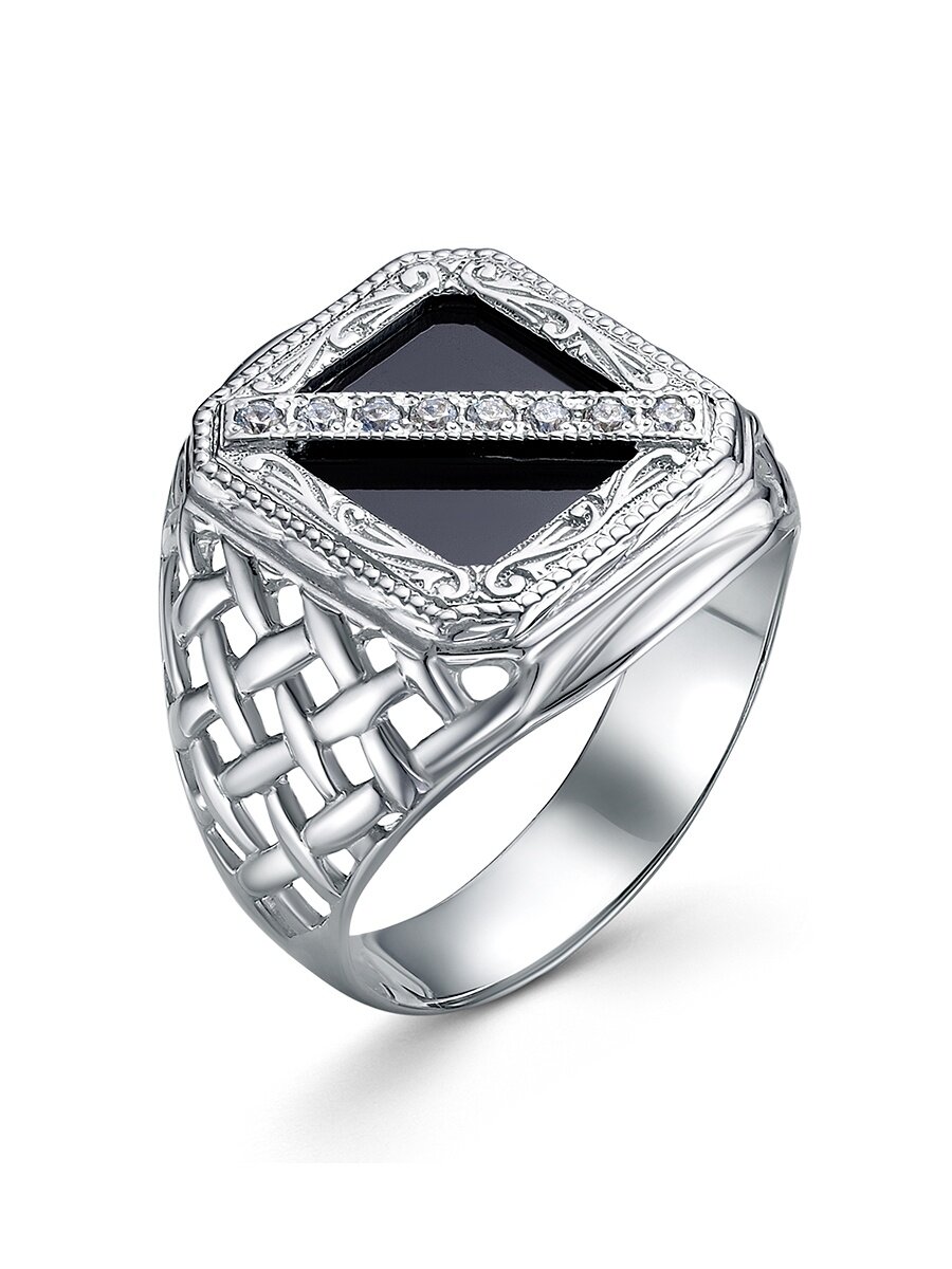 Печатка, серебро, 925 проба, родирование, фианит