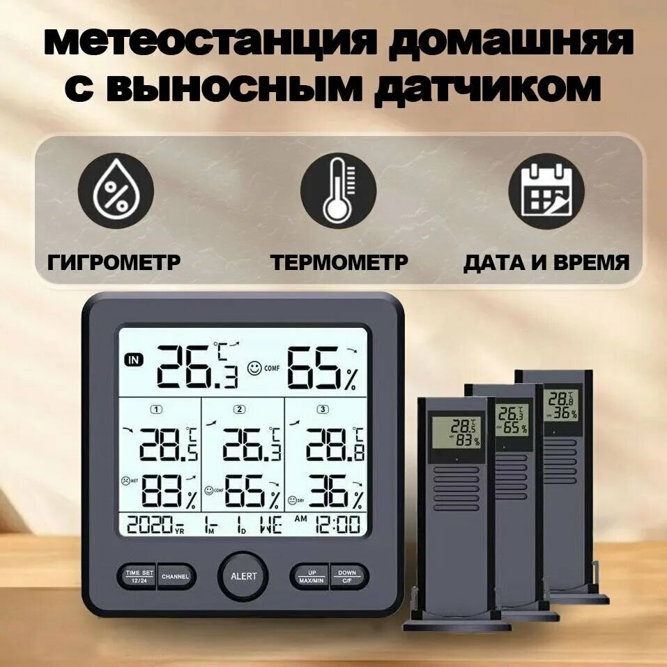 Метеостанция домашняя с выносным датчиком беспроводным термометр гигрометр