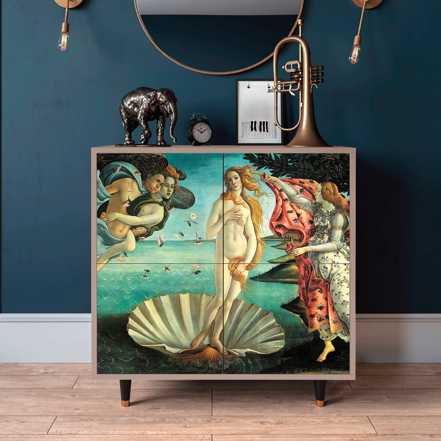 Комод - STORYZ - BS3 The Birth of Venus by Botticelli, Размер - 94 x 96 x 48 см, Цвет корпуса - Бежевый
