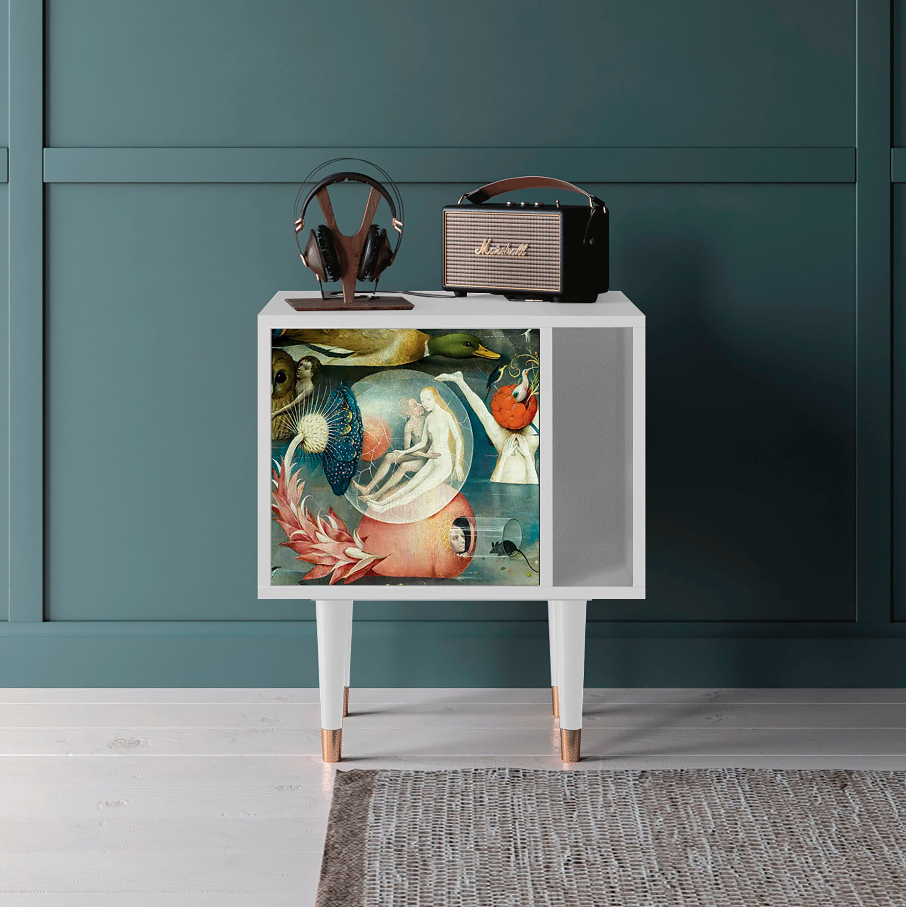 Прикроватная тумба - STORYZ - S2 The Garden Of by Hieronymus Bosch, Размер - 58 x 69 x 48 см, Цвет - Белый