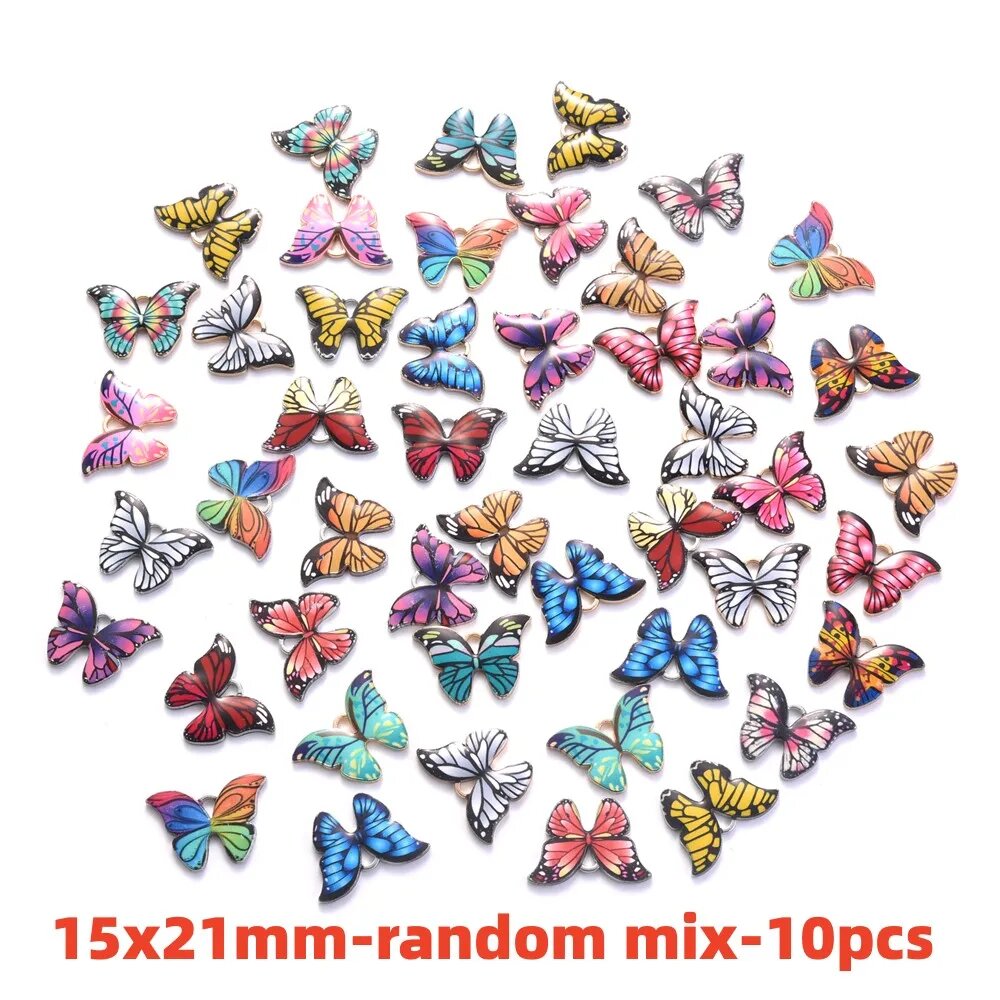 IYOE 10 шт. 15x21 мм разноцветные эмалированные подвески в виде бабочки металлическая подвеска в виде бабочки для изготовления ювелирных изделий браслет ожерелье серьги