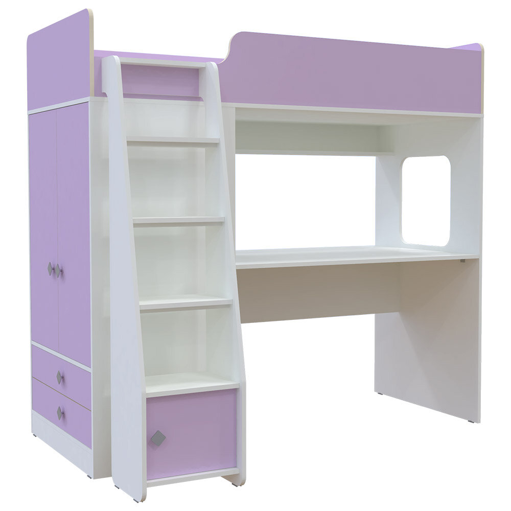 Кровать чердак Л-Ф607.1 75x175 Белый Ирис