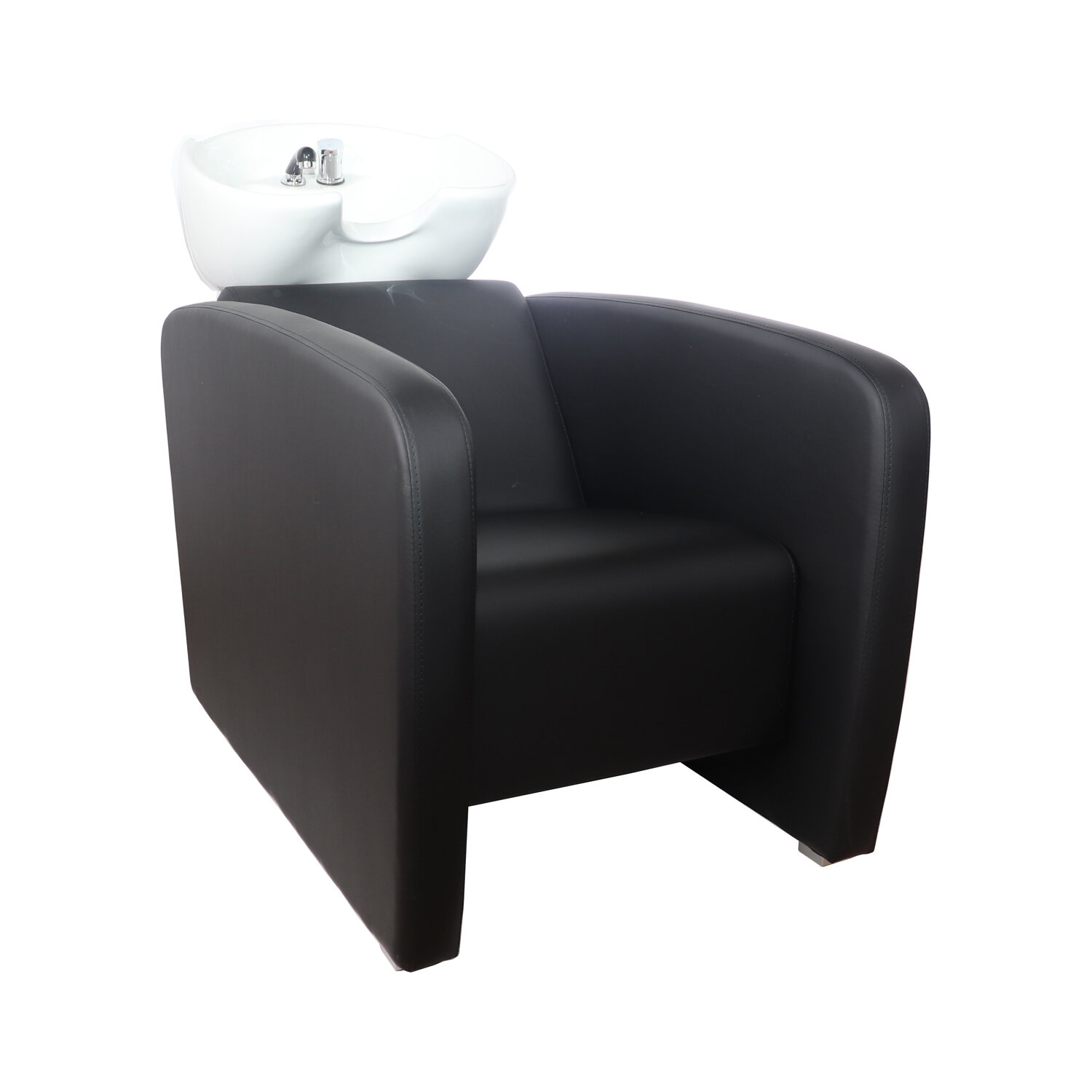 Парикмахерская мойка "Стоун", черный цвет, белая глубокая раковина