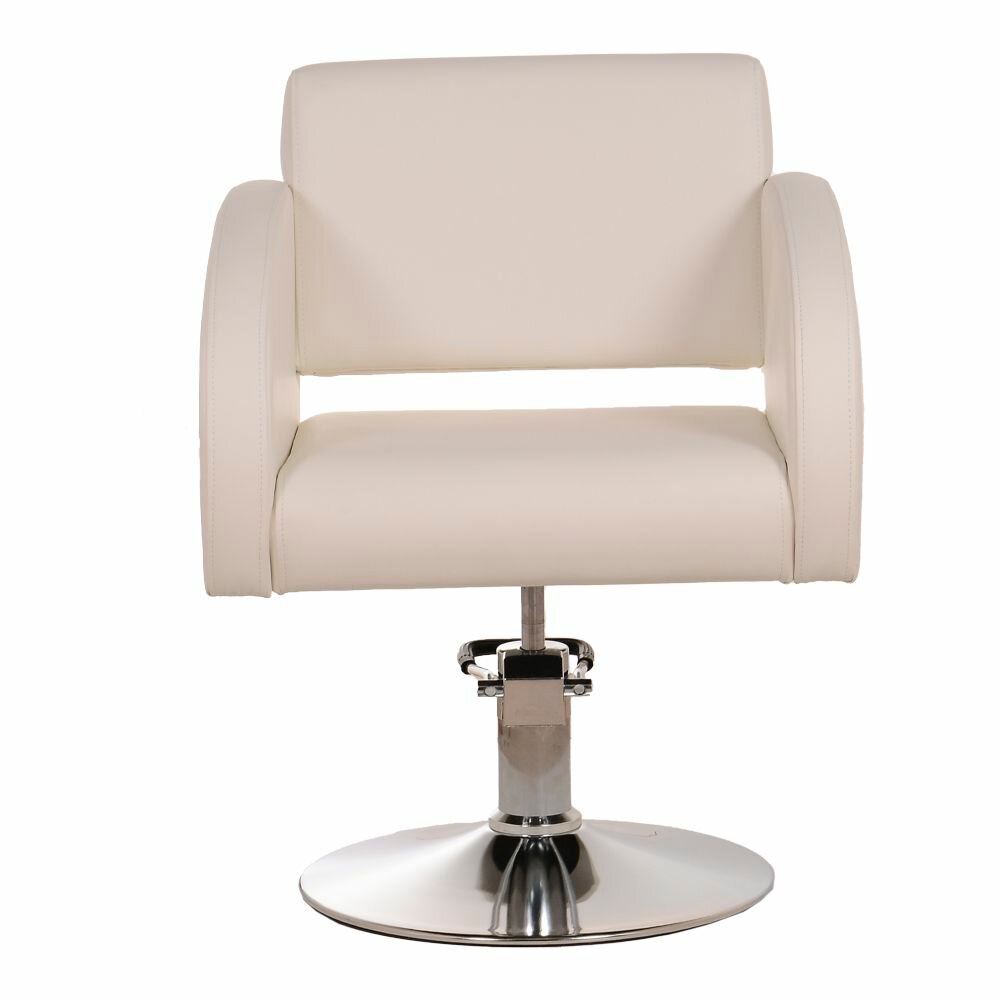 Парикмахерское кресло "Пума", белый цвет, основание - диск, гидравлика