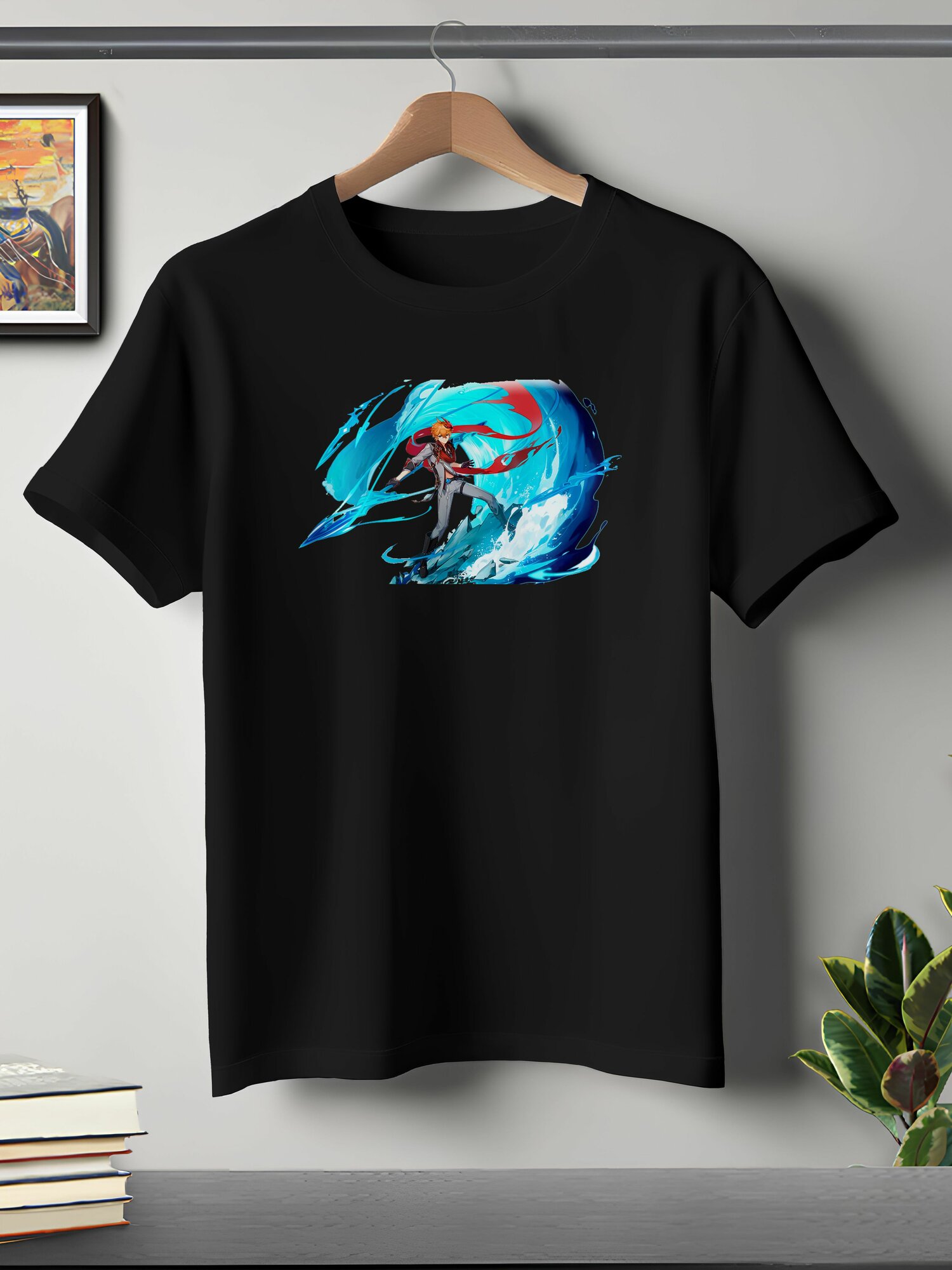 Футболка ONEQ унисекс 68-70 (6XL) размер с принтом Genshin Impact, черная