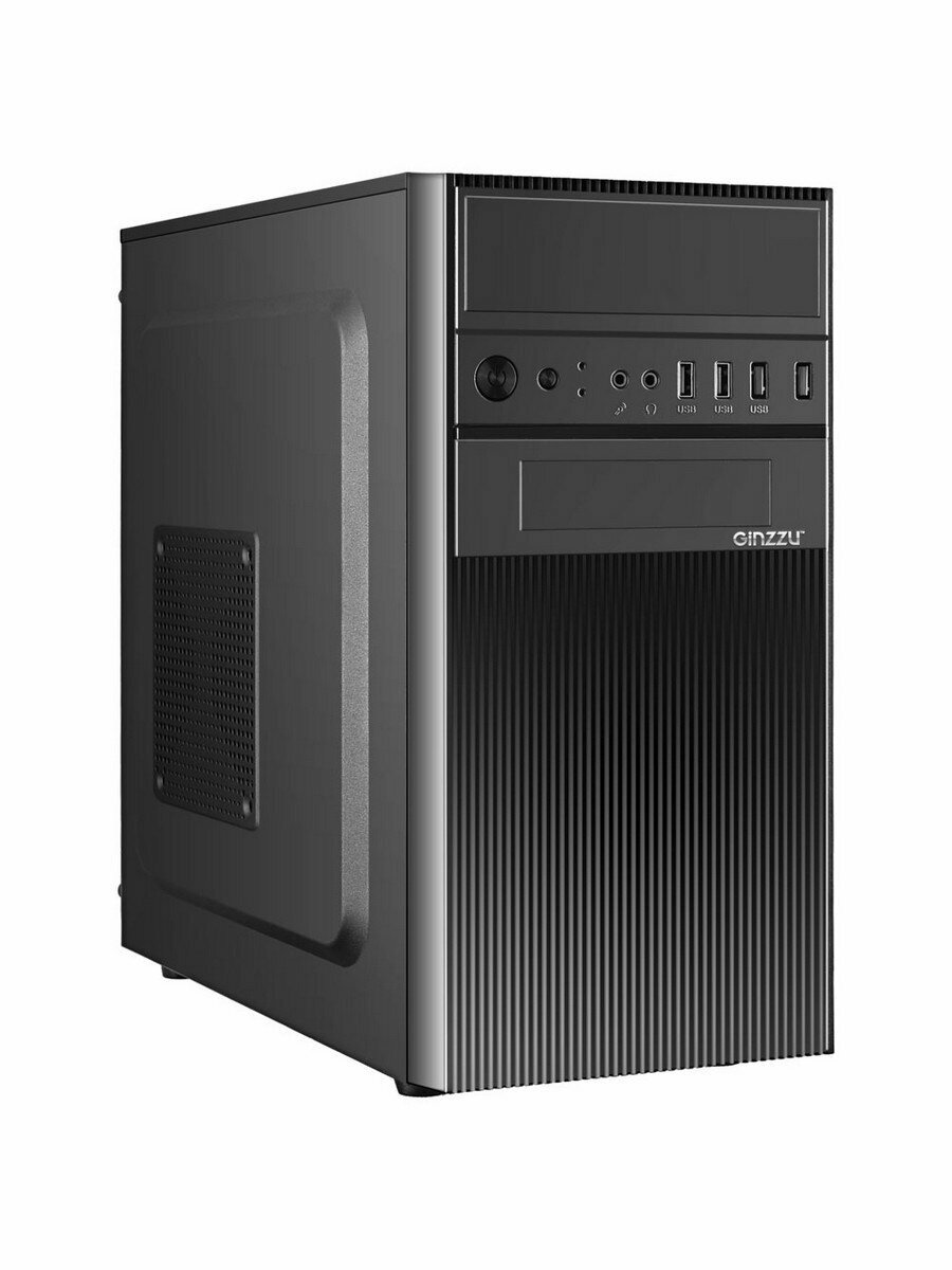 Корпус GINZZU MiniTower D190 black (mATX, без БП, 2xUSB2.0, no fan) (Ginzzu D190)