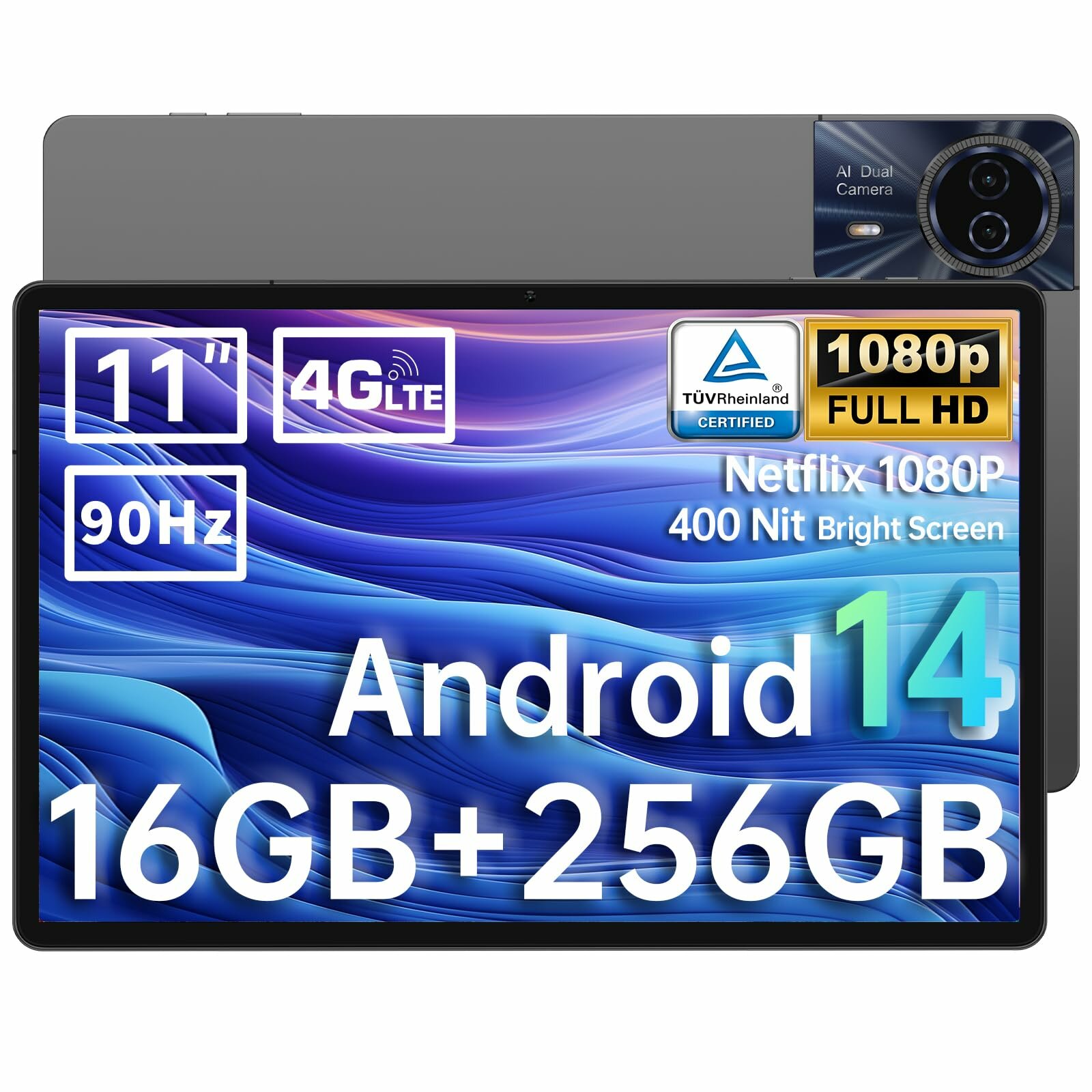 Планшет TECLAST T50 Plus 4G LTE, 11дюйм, 6+10/256 GB ,90Гц, Android 14, серый +Клавиатура + Чехол+ Стилус , Гарантия год