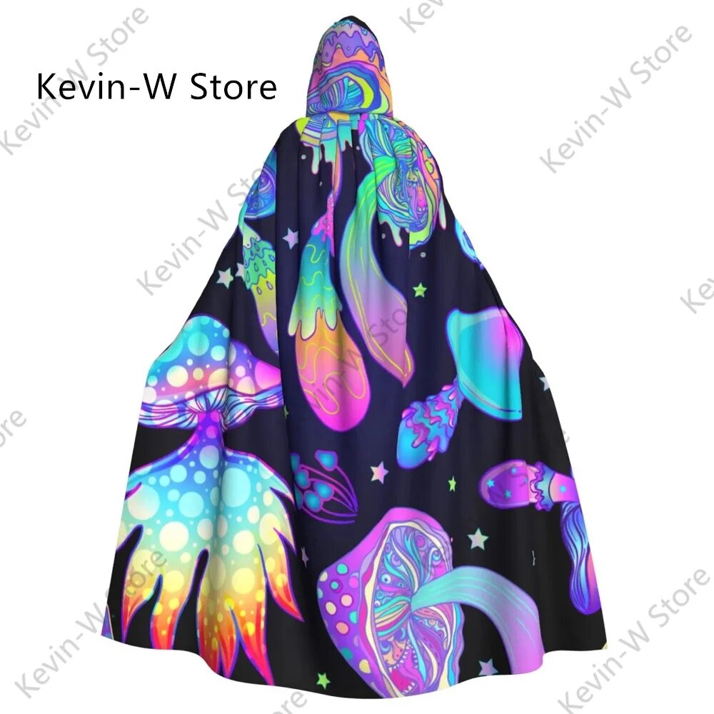 Психоделический плащ с капюшоном из полиэстера Черный, Black