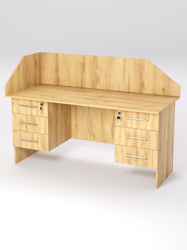 Стол двухтумбовый офисный С-07 с экраном, Дуб Золотитсый. Производитель товара - компания Westcom.