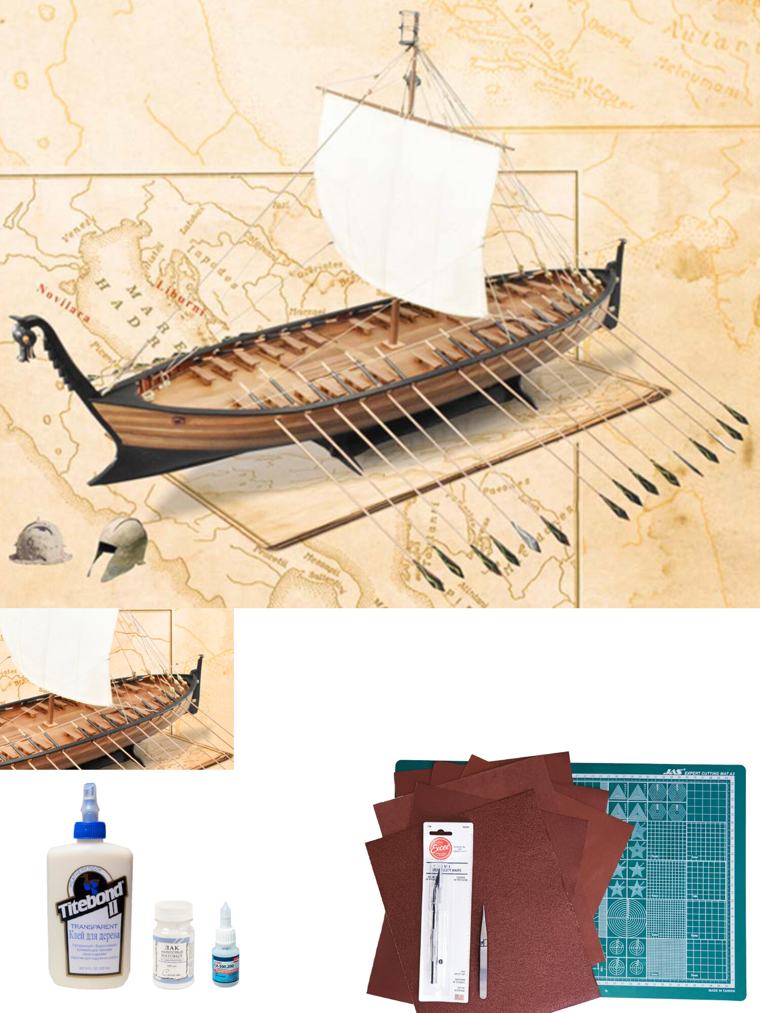 Сборная модель корабля MarisStella Novilara, 250 часов, 690 мм, М.1:35, подарочный набор, инструменты, лак, клея