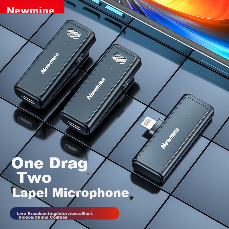 Newman MC82plus Wireless Lavalier Microphone for Mobile Live Streaming, Professional Recording, Outdoor Short Video, Karaoke, Sound Pickup Equipment, Noise Reduction, Portable Wireless Microphone, One-To Lightning