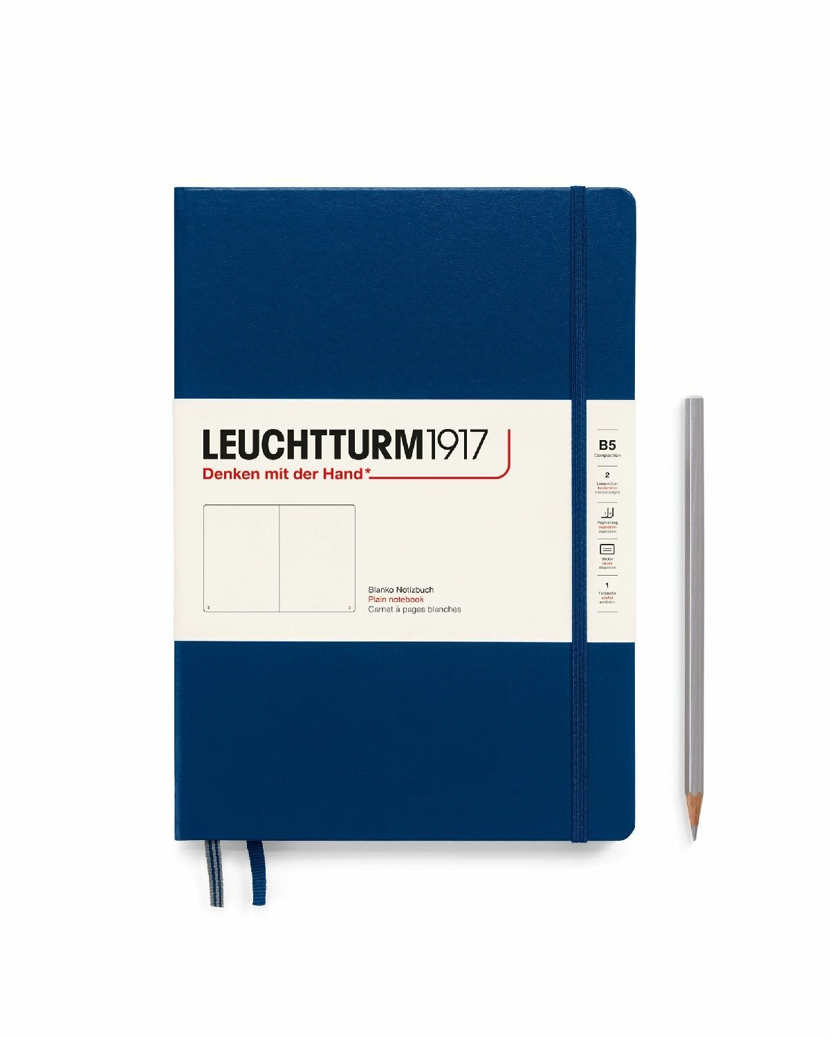 Блокнот Leuchtturm1917 Composition B5 (17.8x25.4см), 80г/м2 - 109л. без линовки твердая обложка, цвет: Синий Неви