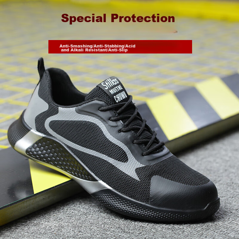 Butler Safety Shoes Men's Breathable Steel Toe Anti-Smashing Anti-Piercing Work Functional Safety Shoes Comfortable and Lightweight LA203 43